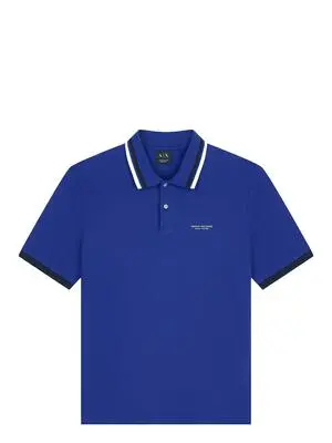 Armani Exchange Regular Fit Polo Shirt In Cotton Piquet With Rib Details - Blue