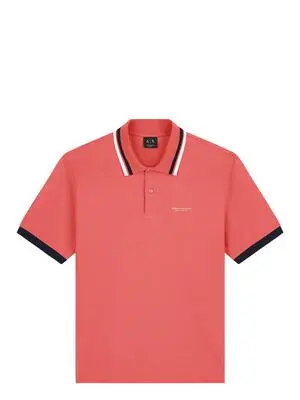 Armani Exchange Regular Fit Polo Shirt In Cotton Piquet With Rib Details - Red