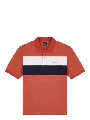 Armani Exchange Regular Fit Polo Shirt In Cotton Piqué With Rib Details - Red