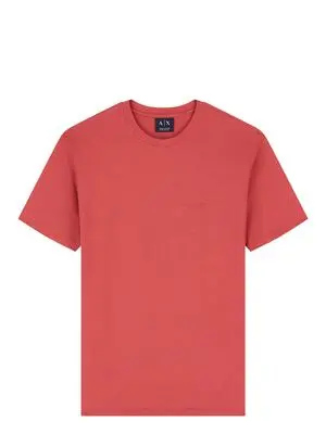 Armani Exchange Slim Fit T-shirt In Stretch Cotton Jersey With Rib Details - Red
