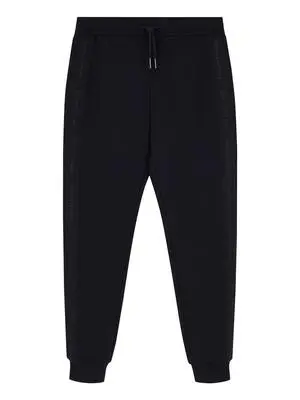 Armani Exchange Regular Fit Trousers Bonded Stretch Cotton Jersey - Black