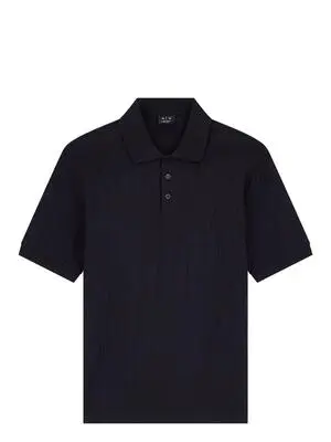 Armani Exchange Regular Fit Polo Shirt Mercerized Cotton Jersey - Black