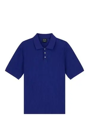 Armani Exchange Regular Fit Polo Shirt Mercerized Cotton Jersey - Blue
