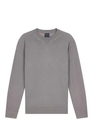 Armani Exchange Regular Fit Pullover In Lyocell And Wool With Rib Details - Brown