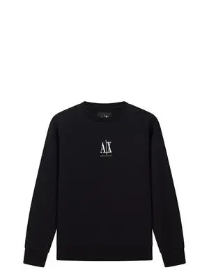 Armani Exchange Crewneck Sweatshirt With Embroidered Logo Icon - Black
