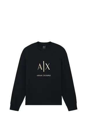 Armani Exchange Regular Fit Sweatshirt Stretch Cotton Jersey - Black