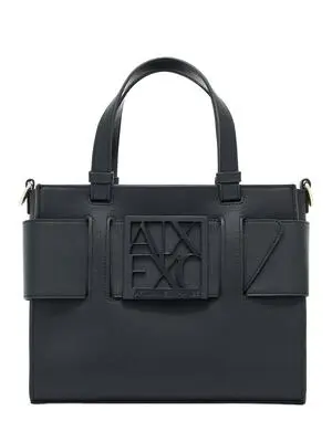 Armani Exchange Shopping Bag With Monogram - Black