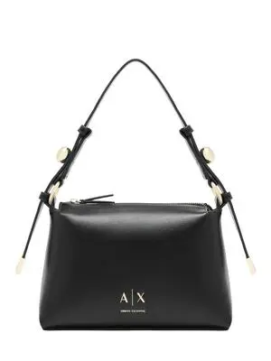 Armani Exchange Shoulder Bag In Coated Fabric - Black