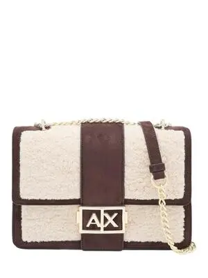 Armani Exchange Crossbody Messenger Bag In Coated Fabric - Brown