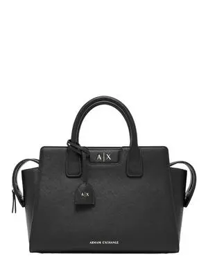 Armani Exchange Tote Bag In Coated Fabric - Black
