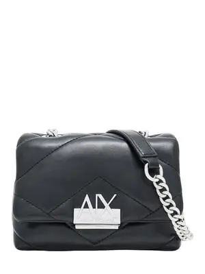 Armani Exchange Padded Quilted Chain Strap Mini Bag - Black