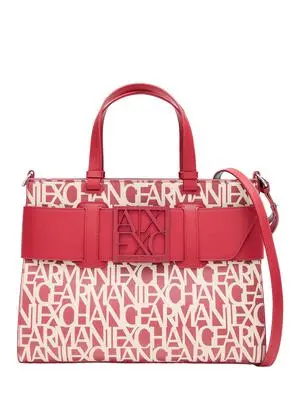 Armani Exchange Monogram Shopper Bag - Red
