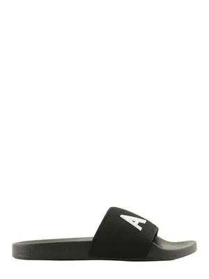 Armani Exchange Logo Slide Sandals - Black