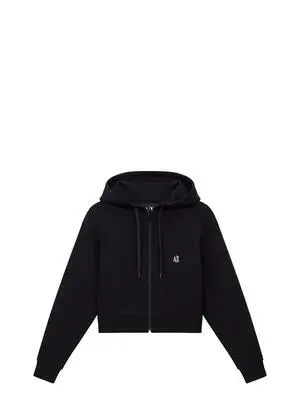 Armani Exchange Full-zip Hoodie With Embroidered Logo - Black