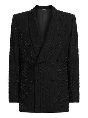 Dolce & Gabbana Double-breasted Sicilia Jacket In Embroidered Virgin Wool Suits And Blazers Multi-colored - Multicolor