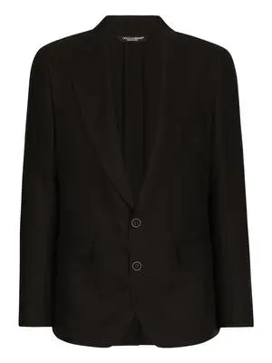 Dolce & Gabbana Single-breasted Linen Jacket - Black