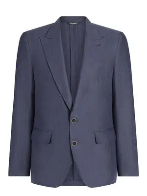 Dolce & Gabbana Single-breasted Linen Jacket - Blue