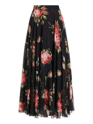 Dolce & Gabbana Rose Bouquet-print Chiffon Circle Skirt Skirts - Multicolor