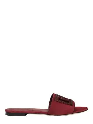 Dolce & Gabbana Suede Slippers With Rhinestones Slides And Mules - Grey