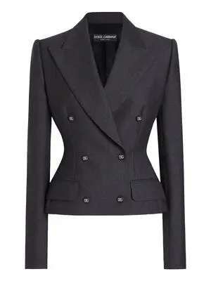 Dolce & Gabbana Double-breasted Dolce Jacket With Dg-branded Buttons Blazers Gray - Grey