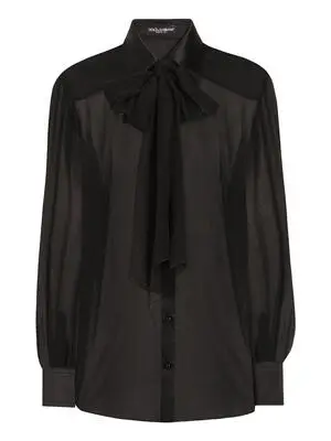 Dolce & Gabbana Silk Chiffon Shirt With Pussy-bow Shirts And Tops Silk - Black