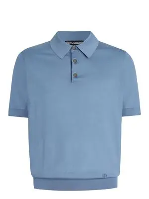 Dolce & Gabbana Silk Polo Shirt Sweaters And Cardigans - Azure