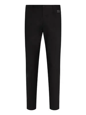 Dolce & Gabbana Tailored Stretch Cotton Gabardine Trousers - Black
