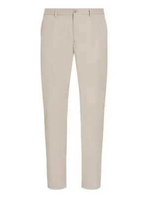 Dolce & Gabbana Dolce & Gabbana Silk Twill Jogging Pants With DG Embroidered Patch Beige