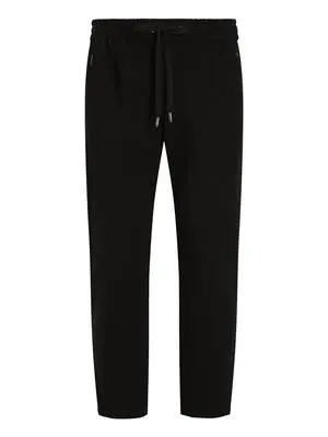 Dolce & Gabbana Dolce & Gabbana Silk Twill Jogging Pants With DG Embroidered Patch Black