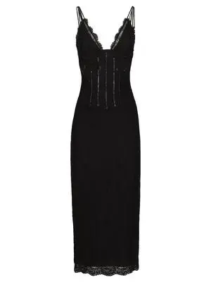 Dolce & Gabbana Majolica- Organzine Long Dress - Black