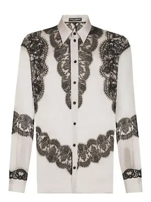 Dolce & Gabbana Silk Shirt With Embroidery Shirts Gray - Multicolor