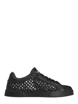 Dolce & Gabbana Printed Canvas Low Top Sneakers - Black