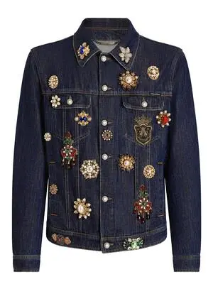Dolce & Gabbana Embellished Cotton Denim Jacket - Multicolor