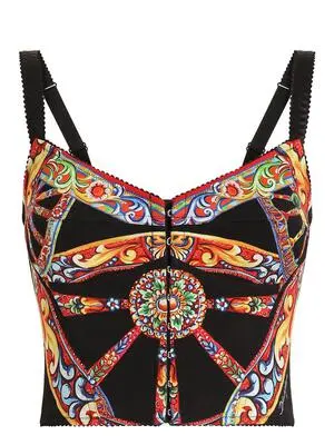 Dolce & Gabbana Carretto-print Charmeuse Top - Multicolor
