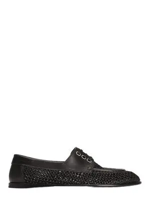 Dolce & Gabbana Raffia And Suede Derby Shoes - Black