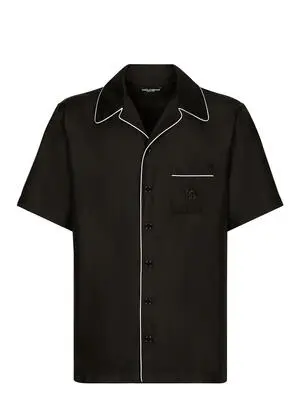 Dolce & Gabbana Silk Twill Shirt With Dg Embroidery Shirts - Black