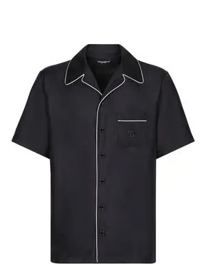 Dolce & Gabbana Silk Twill Shirt With Dg Embroidery Shirts - Blue