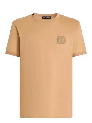 Dolce & Gabbana Cotton T-shirt With Patch - Man T-shirts And Polos 58 Beige