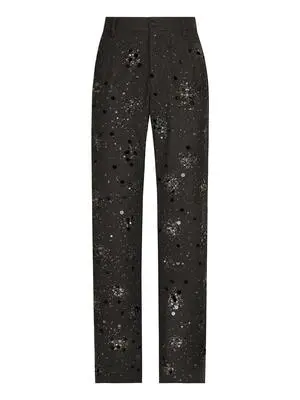 Dolce & Gabbana Embellished Stretch Wool Blend Tailored Trousers - Multicolor