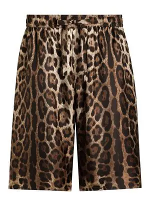 Dolce & Gabbana Leopard- Silk Shorts Pants And Shorts Animal - Print