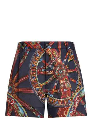 Dolce & Gabbana Carretto-print Linen Bermuda Shorts - Multicolor