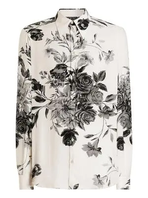 Dolce & Gabbana Flower Bouquet-print Gold Jacquard Shirt Shirts - Multicolor