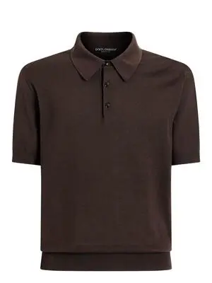 Dolce & Gabbana Short-sleeved Cotton Polo-shirt Sweaters And Cardigans - Brown