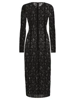 Dolce & Gabbana Calf-length Floral Lace Dress Dresses - Black