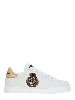 Dolce & Gabbana Calfskin Nappa Portofino Sneakers With Crown Patch - Multicolor