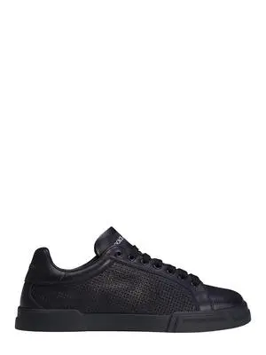Dolce & Gabbana Portofino Light Strobel Sneakers In Calfskin Sneakers - Blue