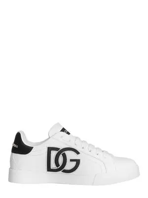 Dolce & Gabbana Calfskin Portofino Sneakers With Dg Logo - Multicolor
