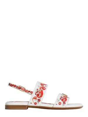 Dolce & Gabbana Majolica-print Calfskin Sandals - Multicolor