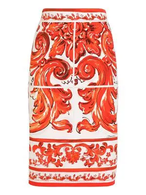 Dolce & Gabbana Majolica-print Pleated Poplin Skirt - Multicolor