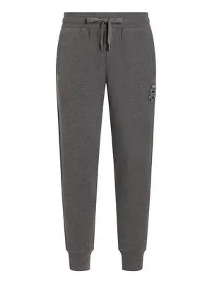 Dolce & Gabbana Jersey Trousers With Heraldic Patch Pants And Shorts Gray - Grey